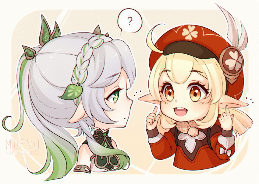 Safebooru - 2girls ? absurdres bangs blonde hair braid brown eyes ...