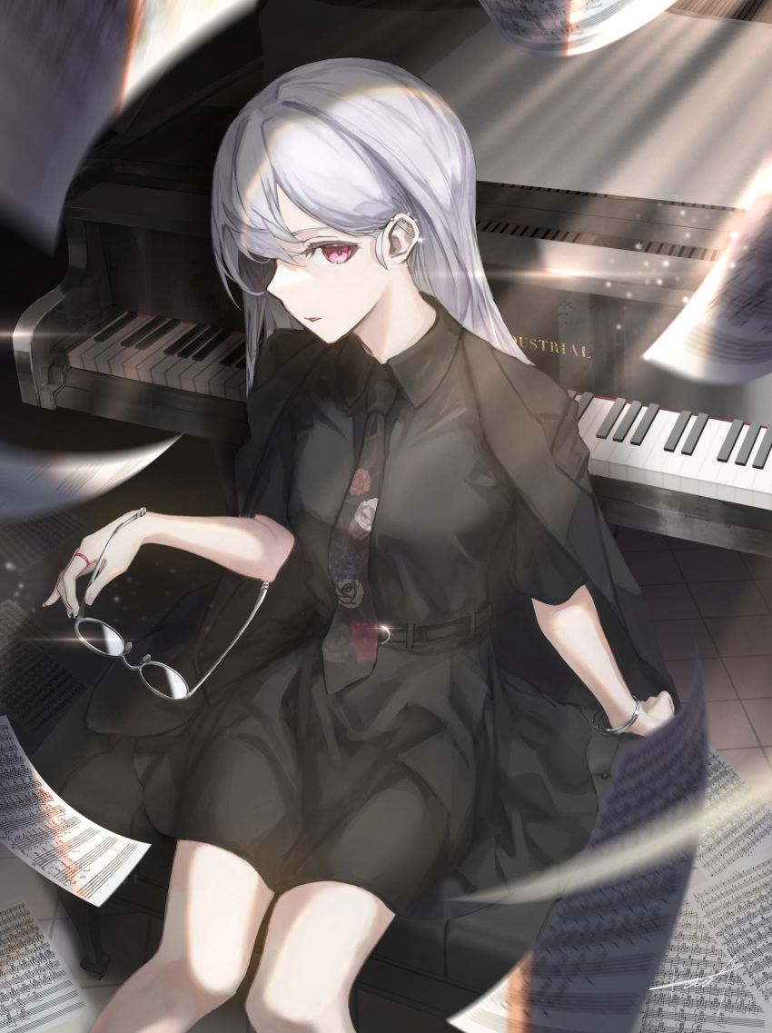 Safebooru - 1girl absurdres bangs belt black belt black jacket black necktie black shirt black ...