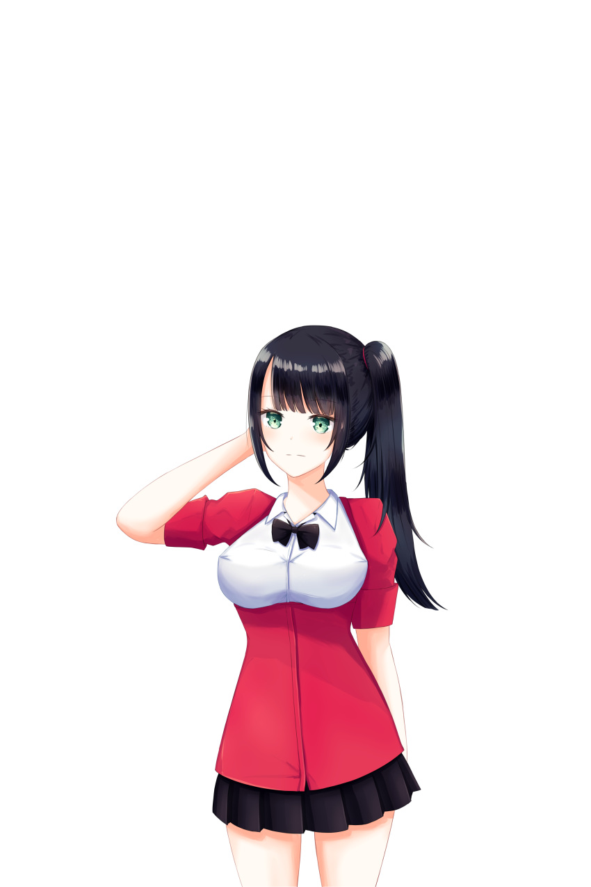 Safebooru - 1girl absurdres artist request black bow black bowtie black hair black skirt bow ...