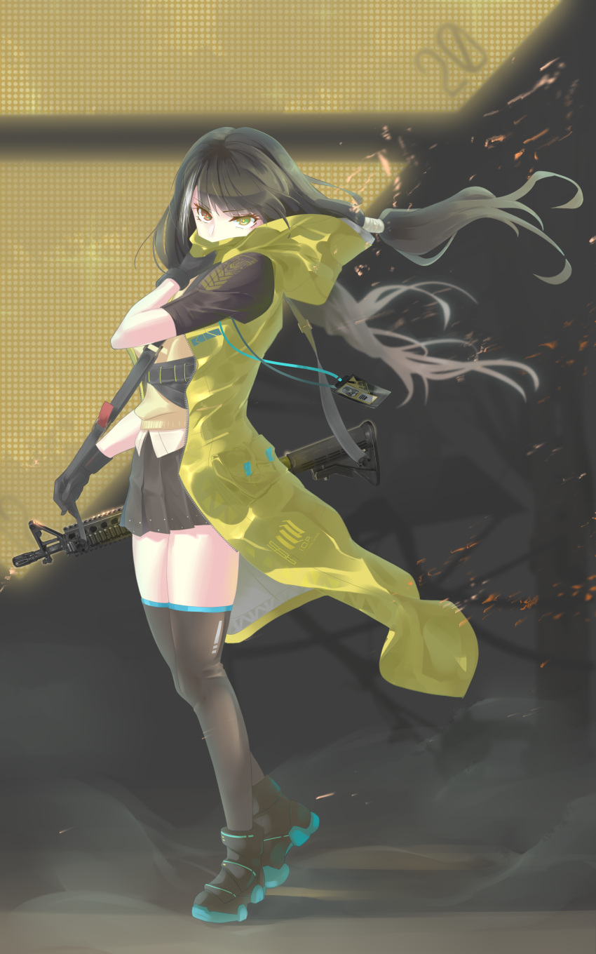 Safebooru - 1girl absurdres black gloves black hair commentary request full body girls frontline ...