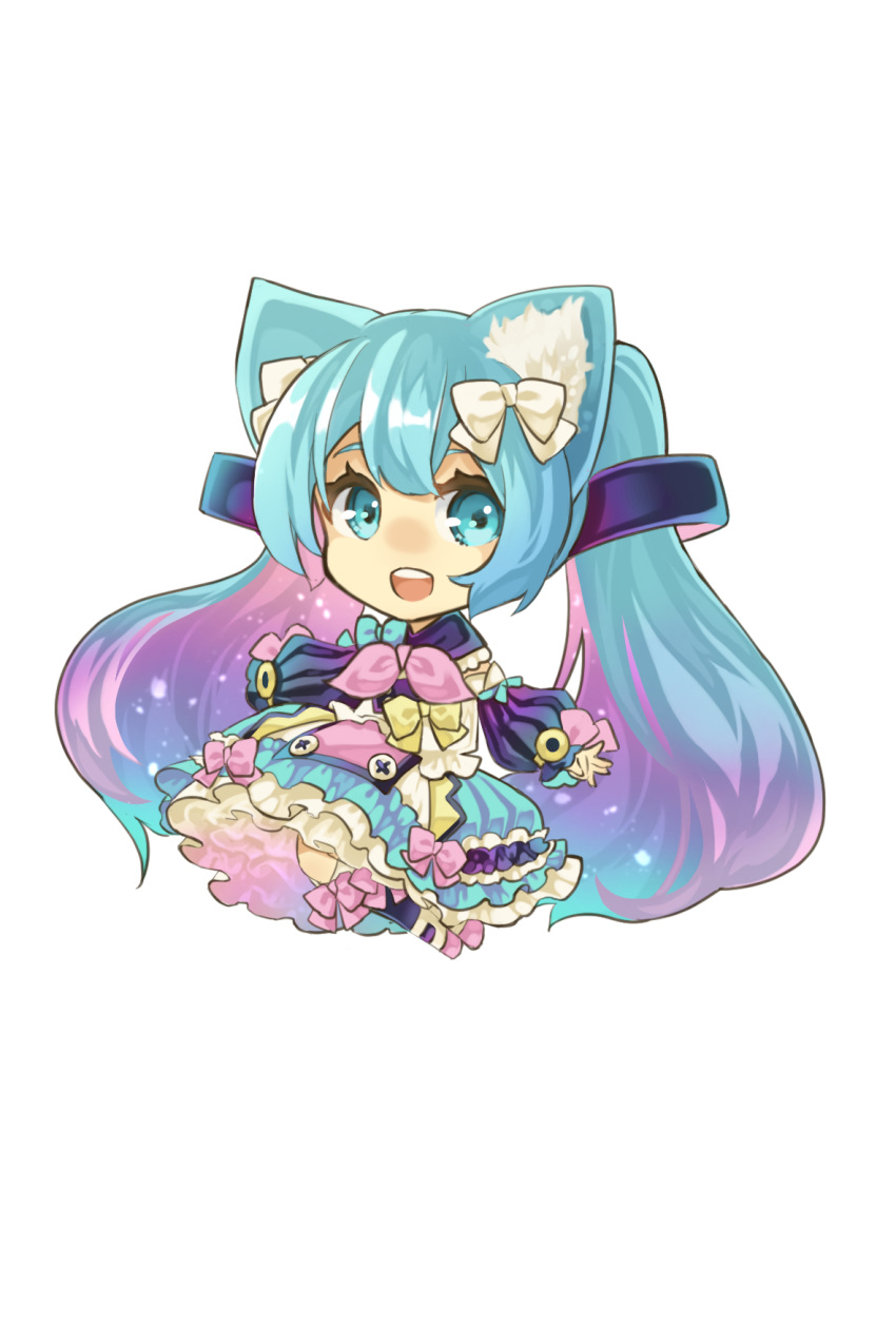 Safebooru - animal ears aqua bow aqua eyes aqua hair azuma kazamori ...