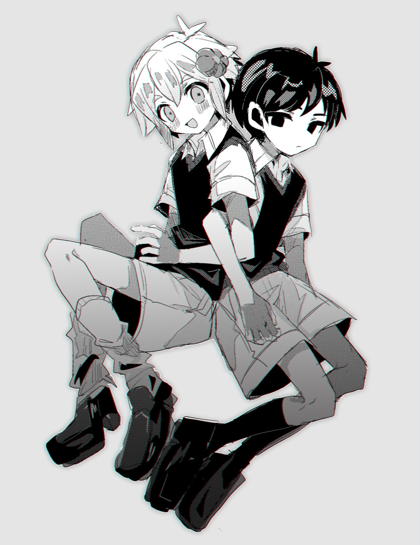 Safebooru - 2boys basil (omori) blush collared shirt fjsk flower hair ...