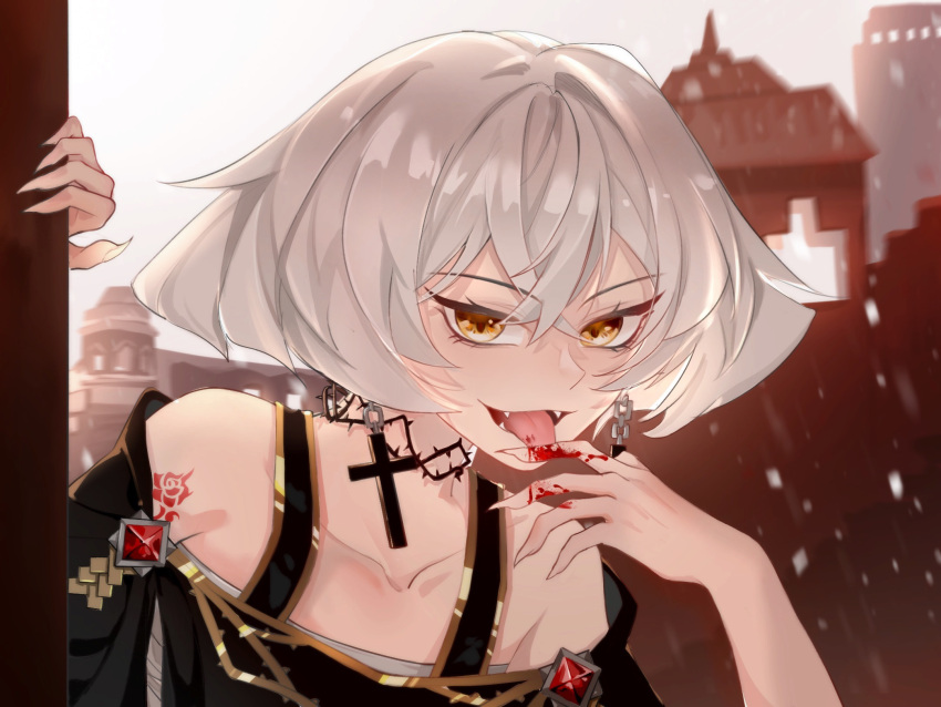 Safebooru - bob cut daleth (sky: children of the light) grey hair highres inverted bob shalakuai ...