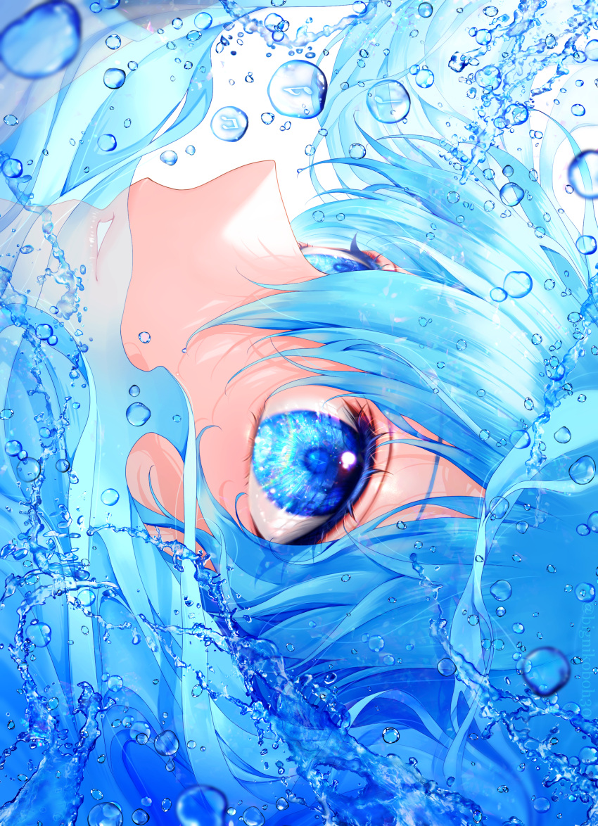 Safebooru - 1girl absurdres blue hair close-up colored eyelashes ...