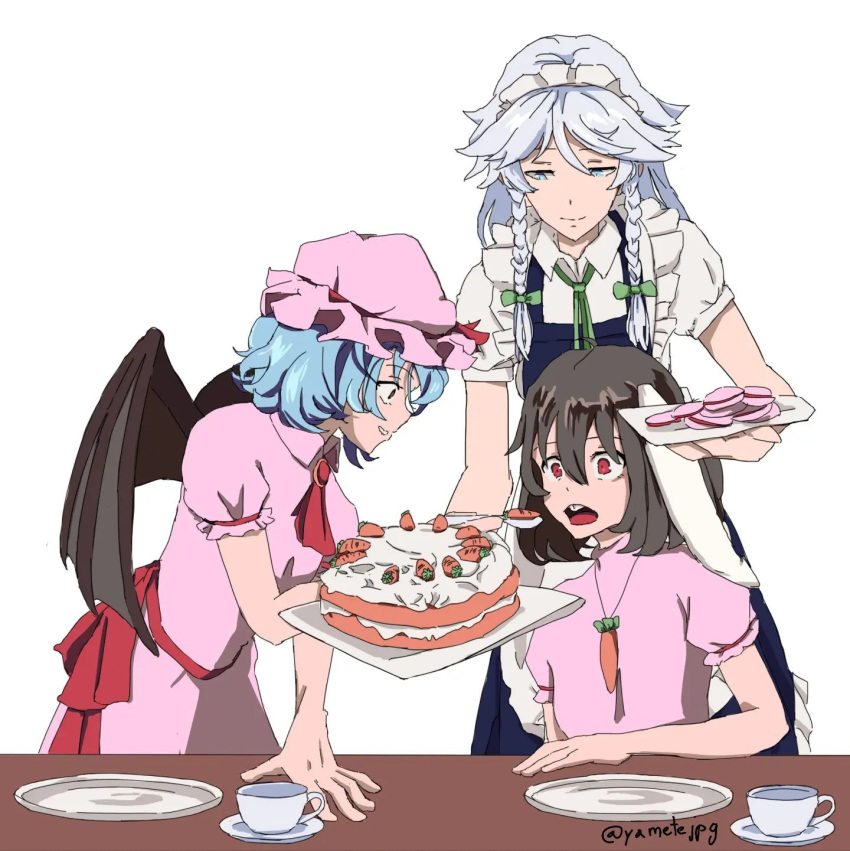 Safebooru - 3girls ascot bad link highres inaba tewi izayoi sakuya multiple girls remilia ...