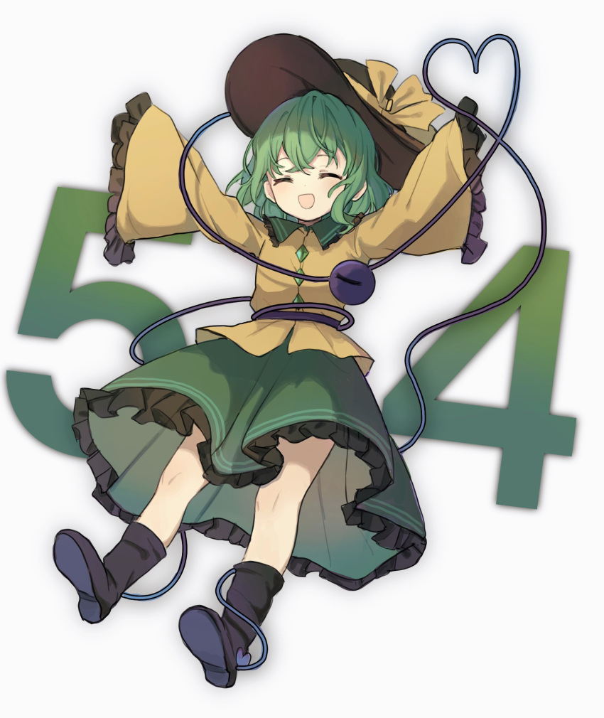 Safebooru - 1girl :d bangs black footwear boots closed eyes full body ...