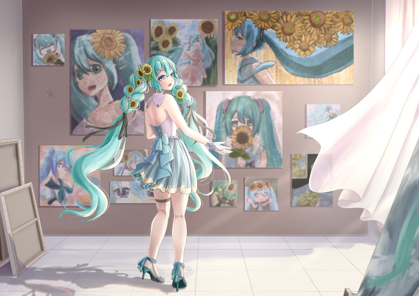 Safebooru - 1girl absurdres aqua eyes aqua hair hatsune miku highres long hair solo twintails ...
