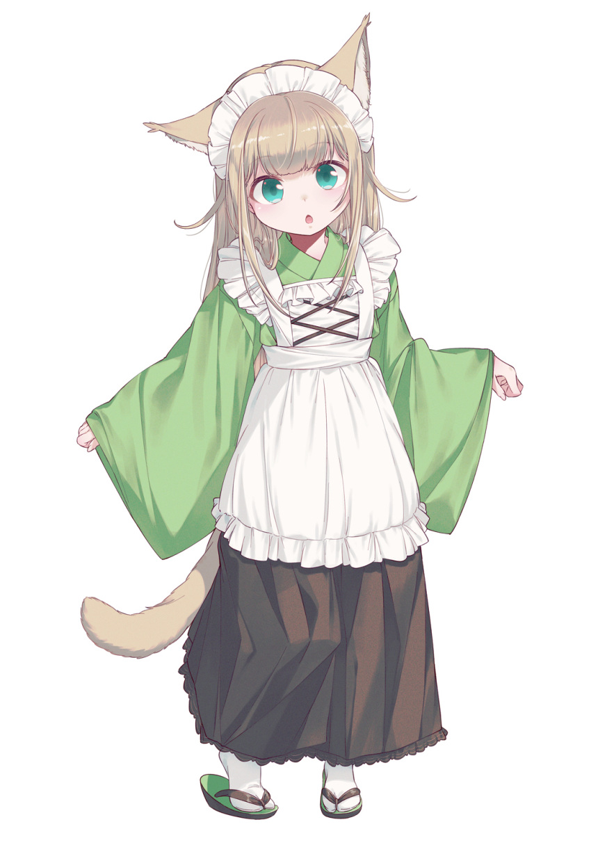 Safebooru - 1girl 40hara alternate costume animal ear fluff animal ears apron blue eyes cat ears ...