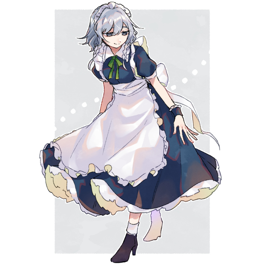Safebooru - 1girl apron back bow bangs black footwear blue dress boots bow braid closed mouth ...