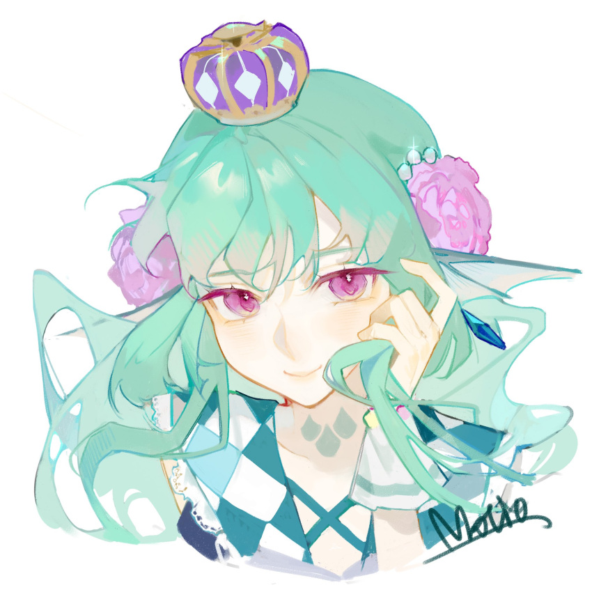 Safebooru - 1girl artist name bangs crown finana ryugu fish girl flower ...
