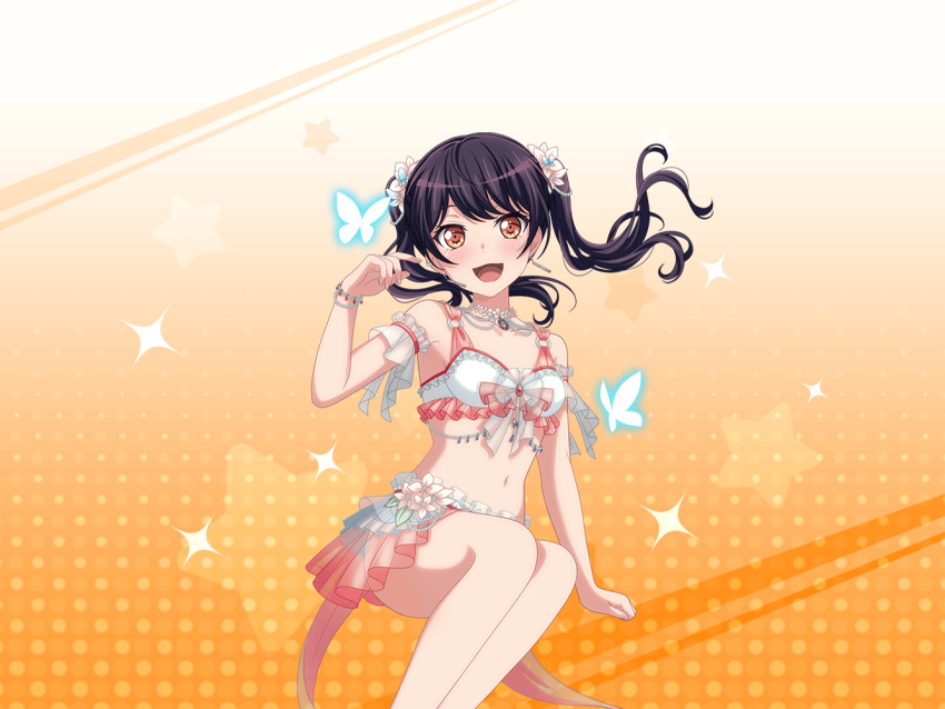 Safebooru - bang dream! bikini black hair futaba tsukushi long hair red eyes smile twintails ...