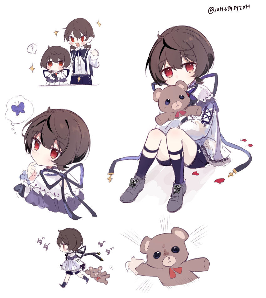Safebooru - 1boy black shorts blush brown hair child ensemble stars! full body highres legwear ...