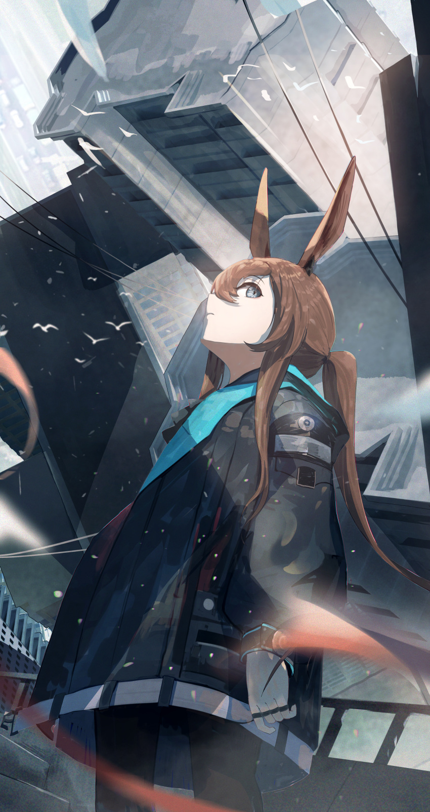 Safebooru - 1girl absurdres amiya (arknights) animal ears arknights bangs bird black coat black ...