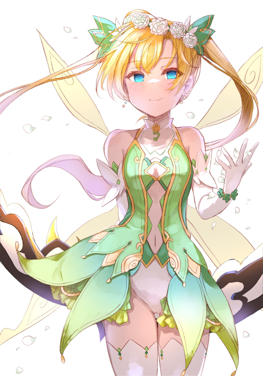 Safebooru - 1girl absurdres blonde hair blue eyes blush closed mouth fairy wings gloves highres ...