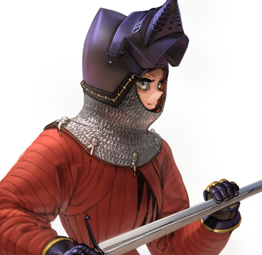 Safebooru - 1girl absurdres armor chainmail closed mouth emmelot (wassnonnam) from side full ...