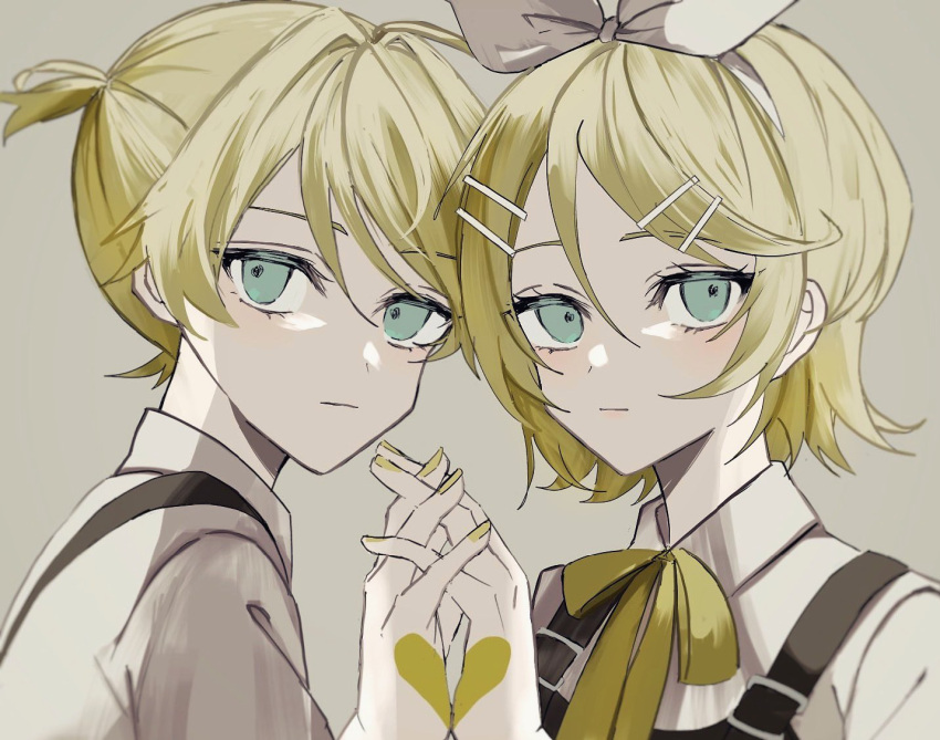 Safebooru - 1boy 1girl blonde hair blue eyes bow brother and sister ...