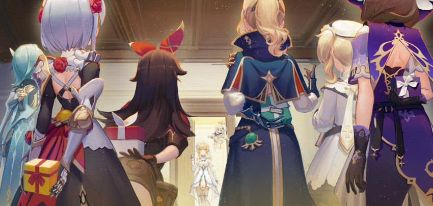 Safebooru - 6+girls amber (genshin impact) arm behind back back barbara (genshin impact ...