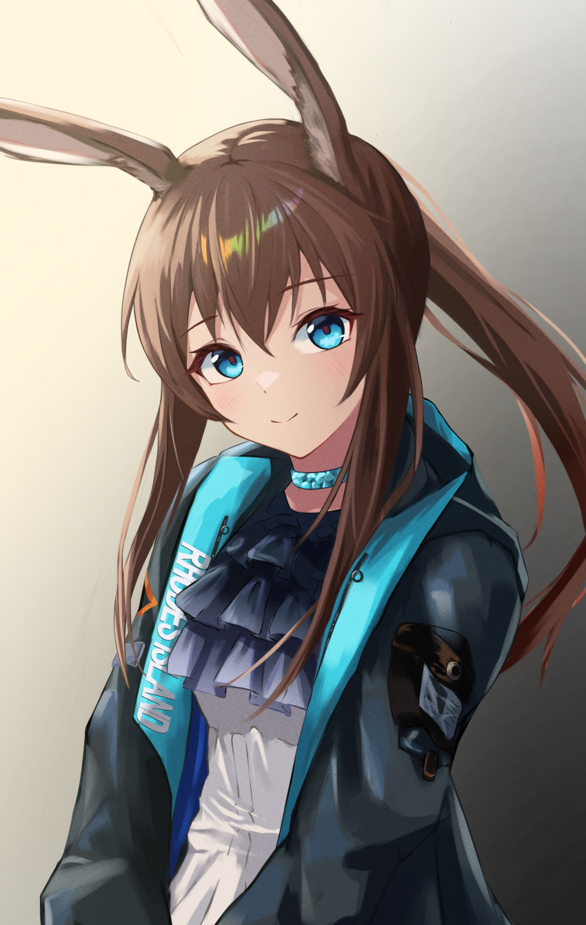 Safebooru - 1girl absurdres amiya (arknights) animal ears arknights ascot black jacket blue ...