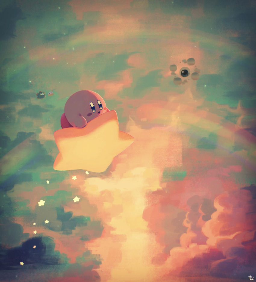 Safebooru - blush stickers clouds cloudy sky evening flying gooey ...