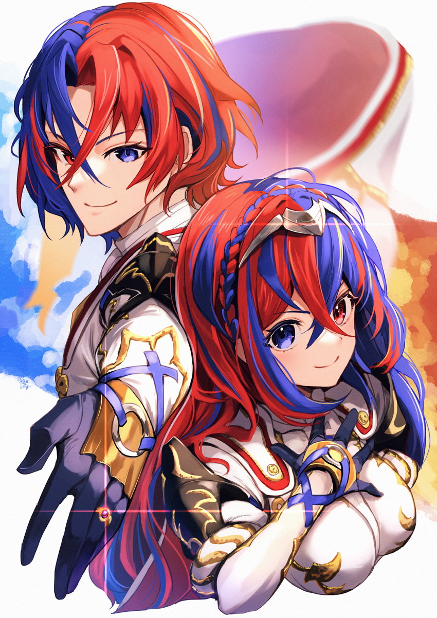 Safebooru - 1boy 1girl alear (fire emblem) (female) alear (fire emblem) (male) armor bangs blue ...