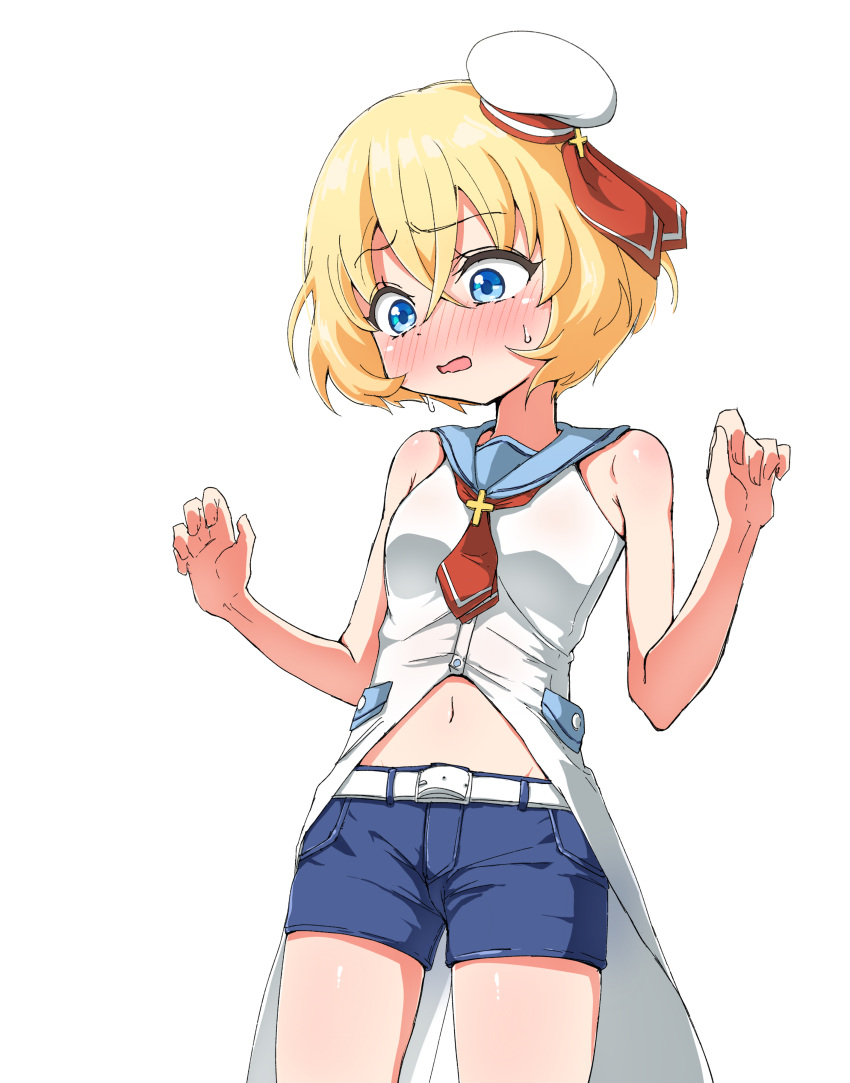 Safebooru - 1girl absurdres belt beret blonde hair blue eyes blush hat highres jashin-chan ...