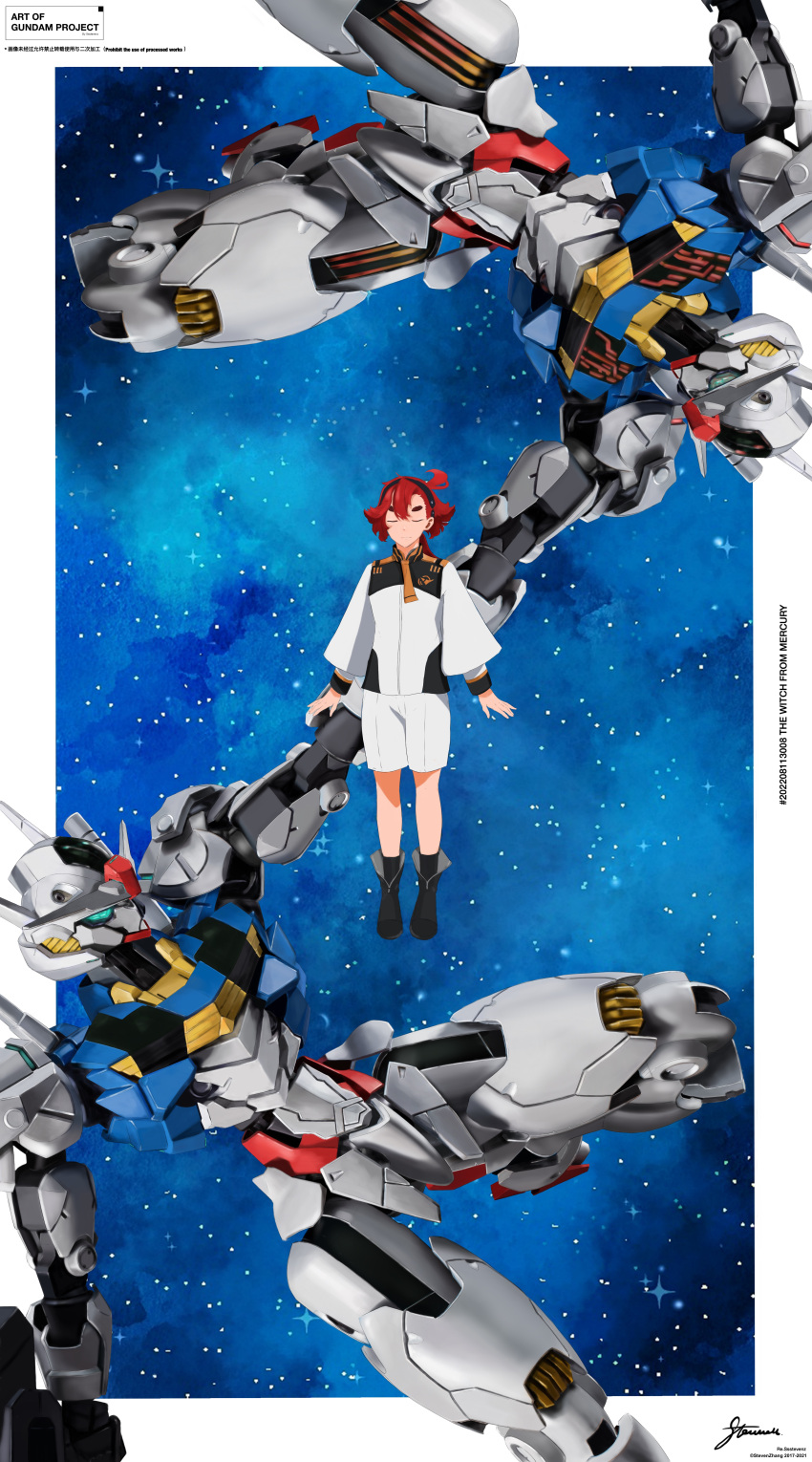 Safebooru - 1girl absurdres artist name black footwear blue eyes boots border closed eyes dated ...