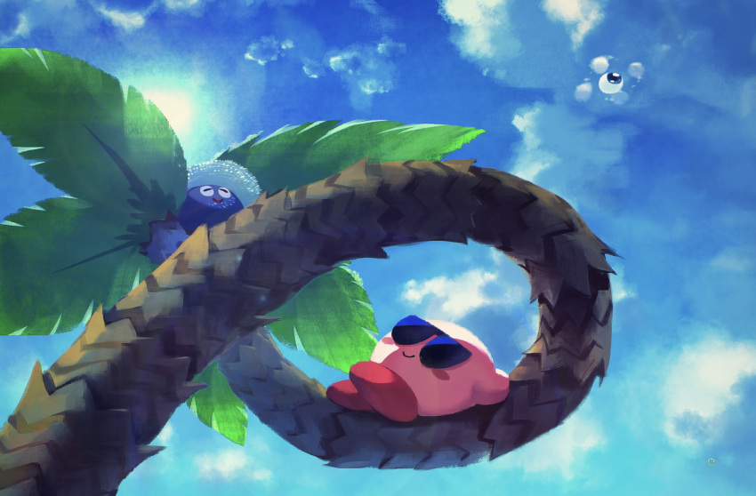 Safebooru - blue sky closed mouth clouds day gooey (kirby) highres ...
