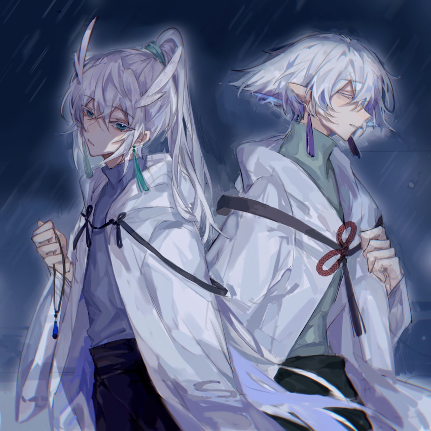 Safebooru - 2boys back-to-back bai xiao bishounen blue eyes bob cut ...
