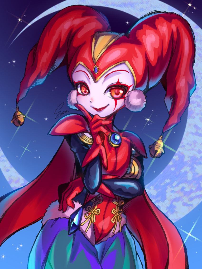 Safebooru - 1girl cape chrono cross crescent moon facepaint glint ...