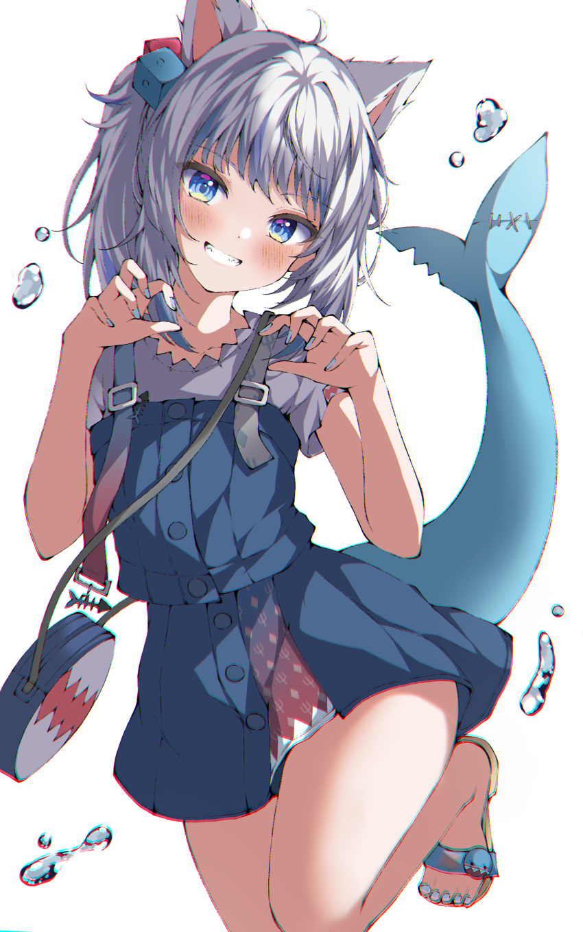 Safebooru - 1girl absent absurdres animal ears bag bangs blue dress blue eyes blue hair blue ...