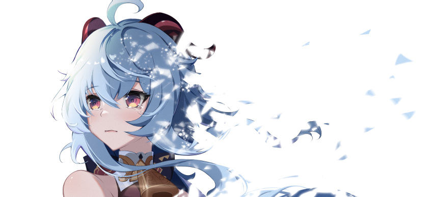 Safebooru - 1girl absurdres ahoge bangs bare shoulders bell bilibili-chu blue hair close-up ...