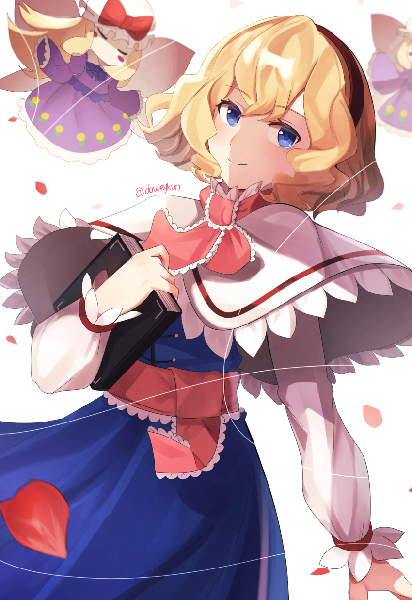 Safebooru - 1girl absurdres alice margatroid blonde hair blue dress blue eyes book capelet ...