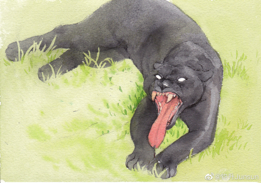 Safebooru - animal focus black panther fangs full body glowing glowing ...