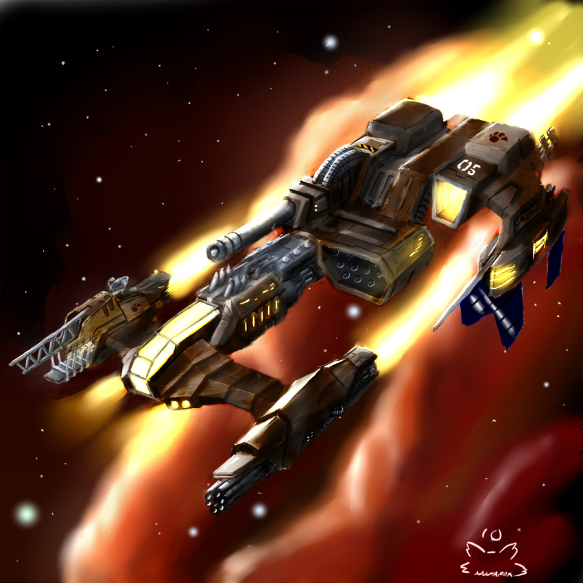 Safebooru - artist name cannon concept art eve online fantasy fire gatling gun glowing highres ...