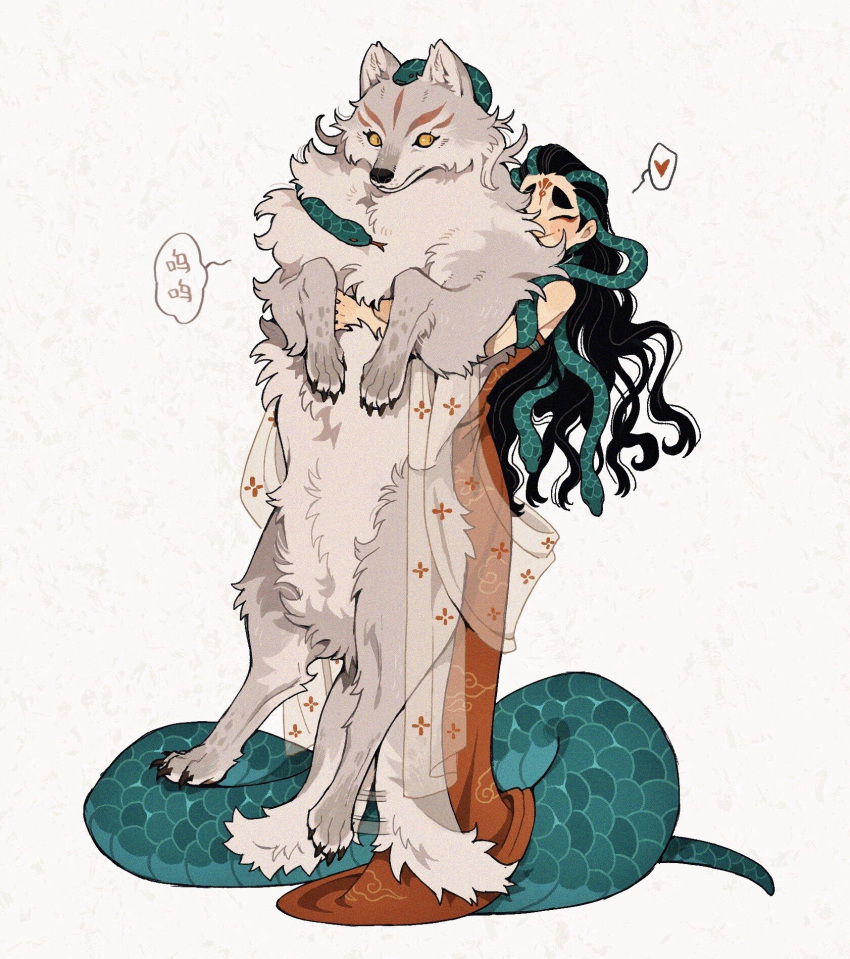 Safebooru - 2girls animal animalization black hair chinese commentary chinese text closed eyes ...