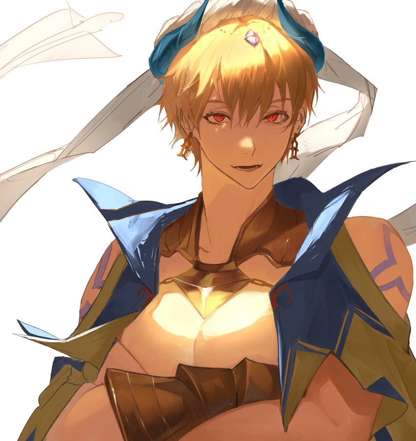 Safebooru - 1boy absurdres arabian clothes arm tattoo armor bangs blonde hair commentary request ...