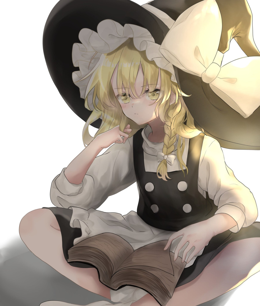 Safebooru - 1girl black headwear blonde hair book bow braid hat hat bow highres holding holding ...