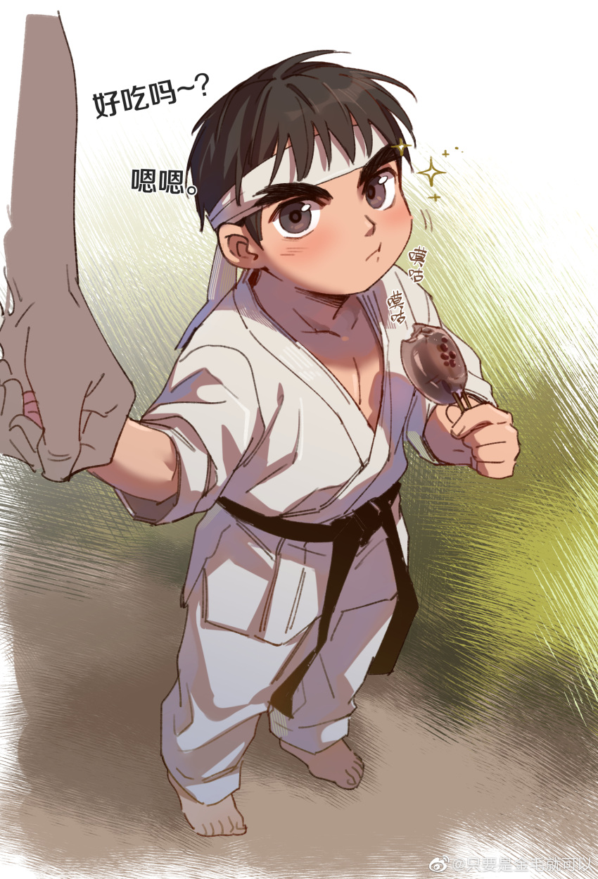 Safebooru 2boys Aged Down Barefoot Belt Black Belt Black Hair Capcom 1583