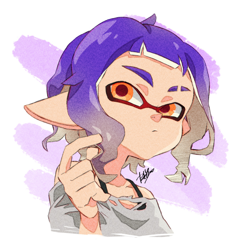 Safebooru - 1girl closed mouth eyebrow cut frown hand up inkling ...