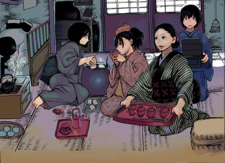 Safebooru - baozi barefoot basket bed broom food gesogeso hair ornament ...