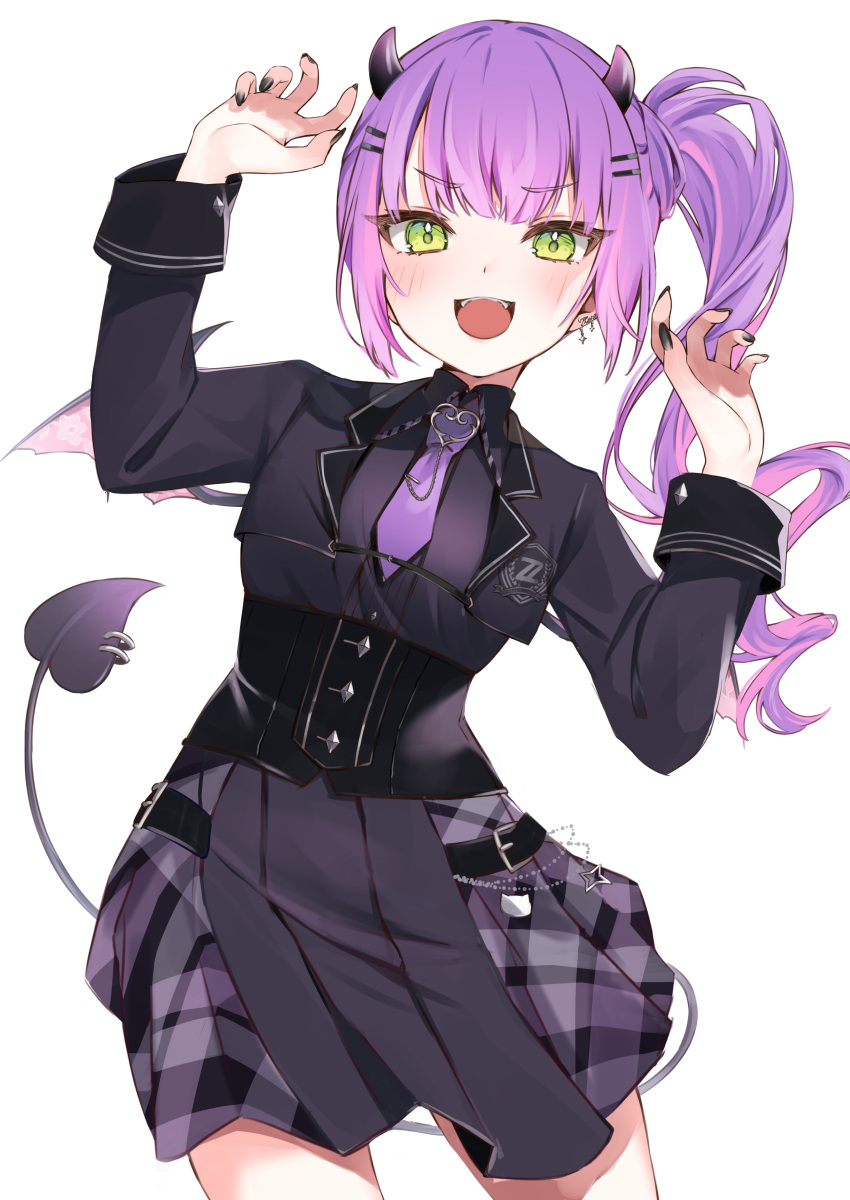 Safebooru - 1girl :d absurdres black jacket black nails black shirt ...