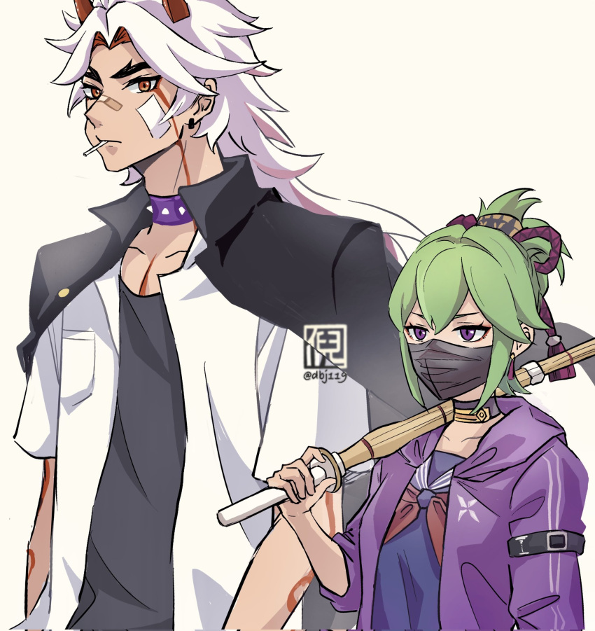 Safebooru 1boy 1girl Arataki Itto Bandaid Bandaid On Face Bandaid On 2900