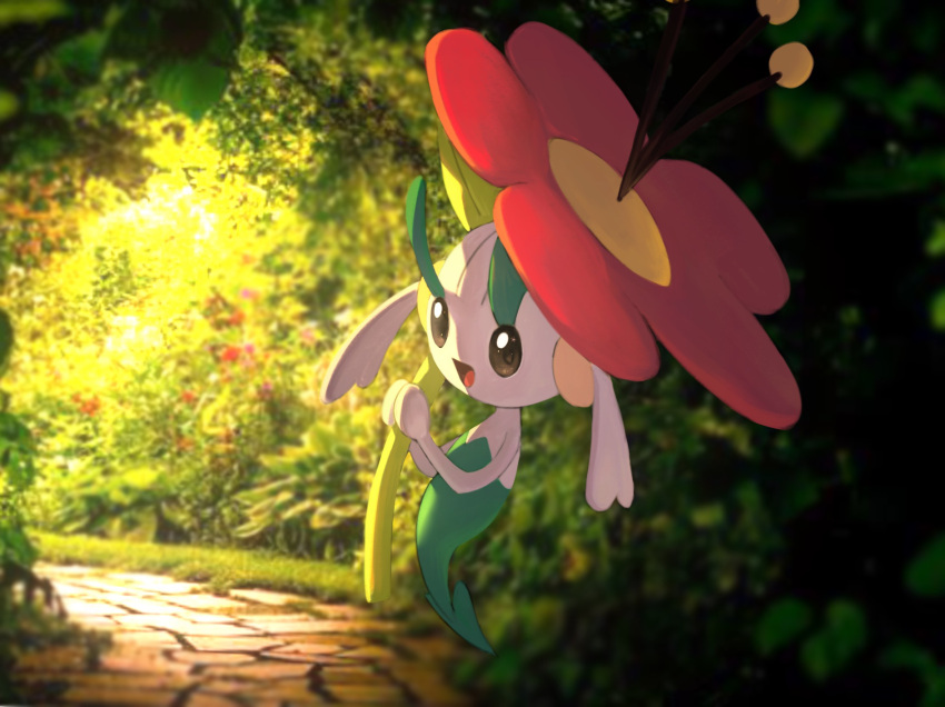 Safebooru - :d commentary day floette flower grass happy highres ...