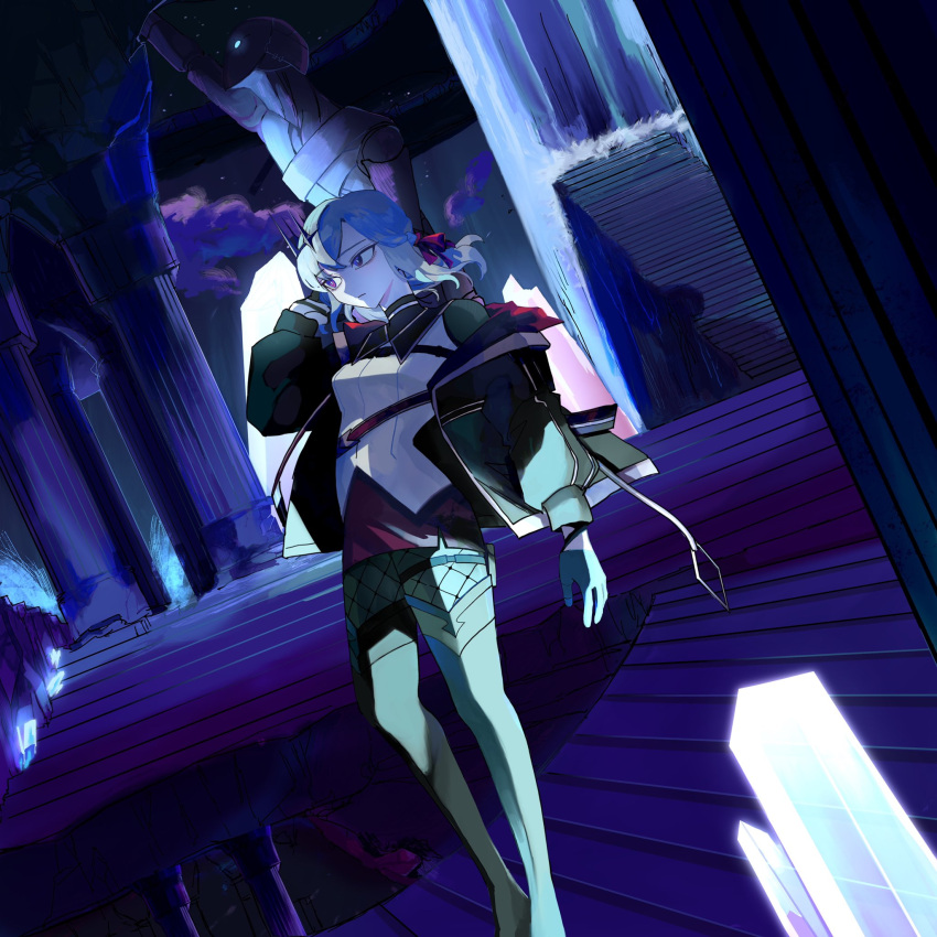 Safebooru 1girl Black Jacket Blue Eyes Blue Hair Closed Mouth 9655
