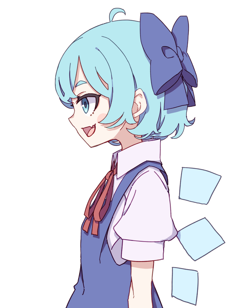 Safebooru - 1girl absurdres blue bow blue dress blue eyes blue hair blush stickers bow cirno ...