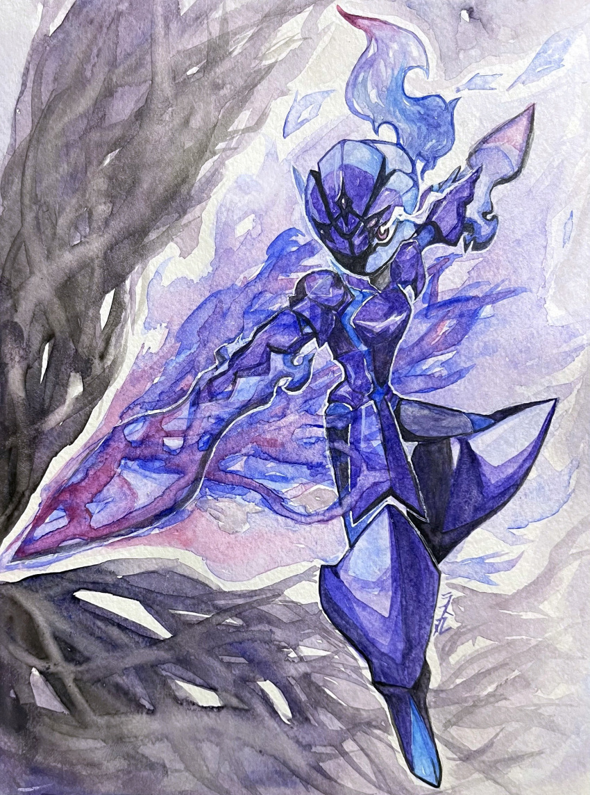 Safebooru - absurdres blade blue fire ceruledge commentary request eye ...