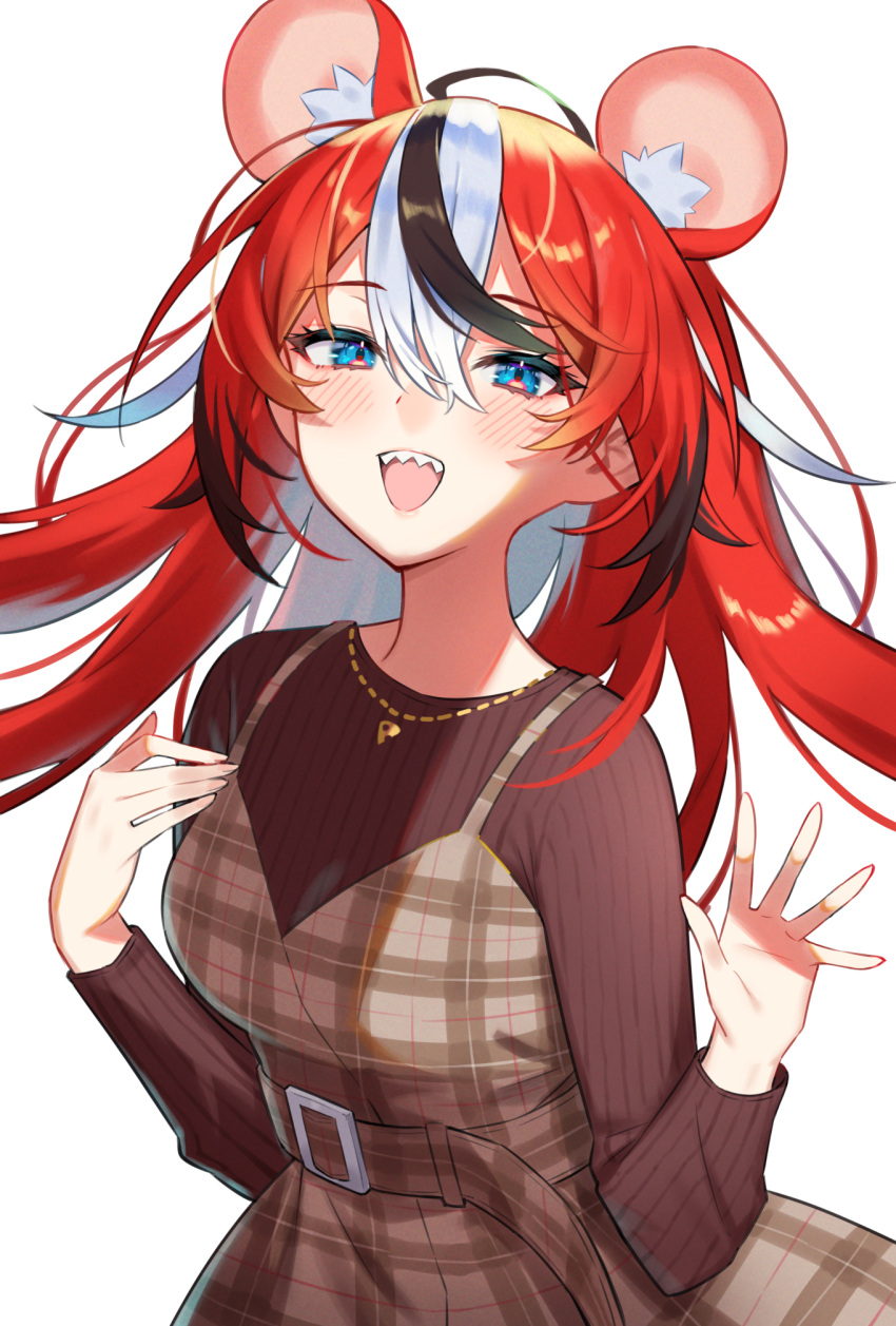 Safebooru - 1girl :d animal ear fluff animal ears bangs belt belt buckle black hair blue eyes ...