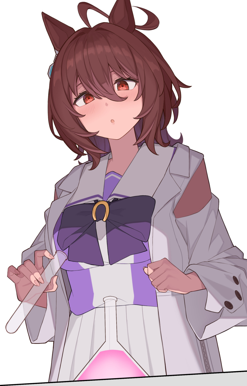 Safebooru - 1girl absurdres agnes tachyon (umamusume) ahoge animal ears bow brown hair earrings ...