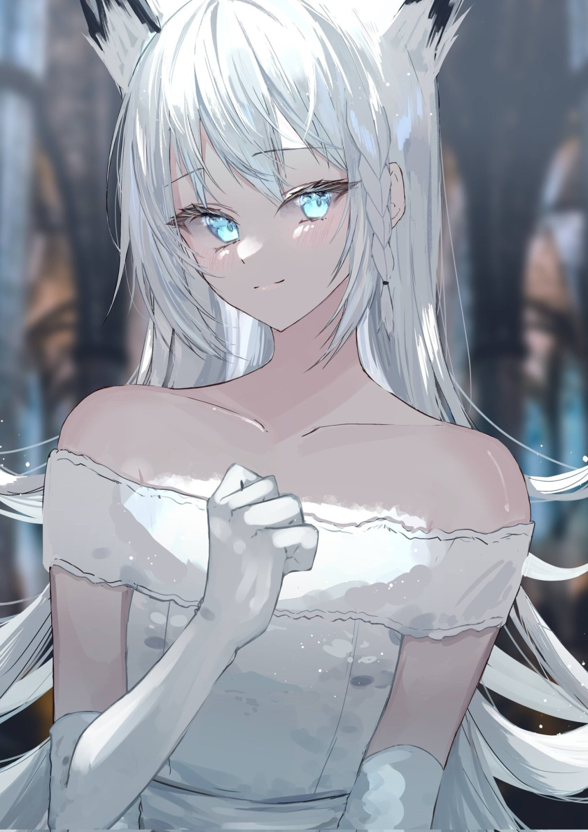 Safebooru - 1girl animal ear fluff animal ears bangs blurry blurry background blush braid ...