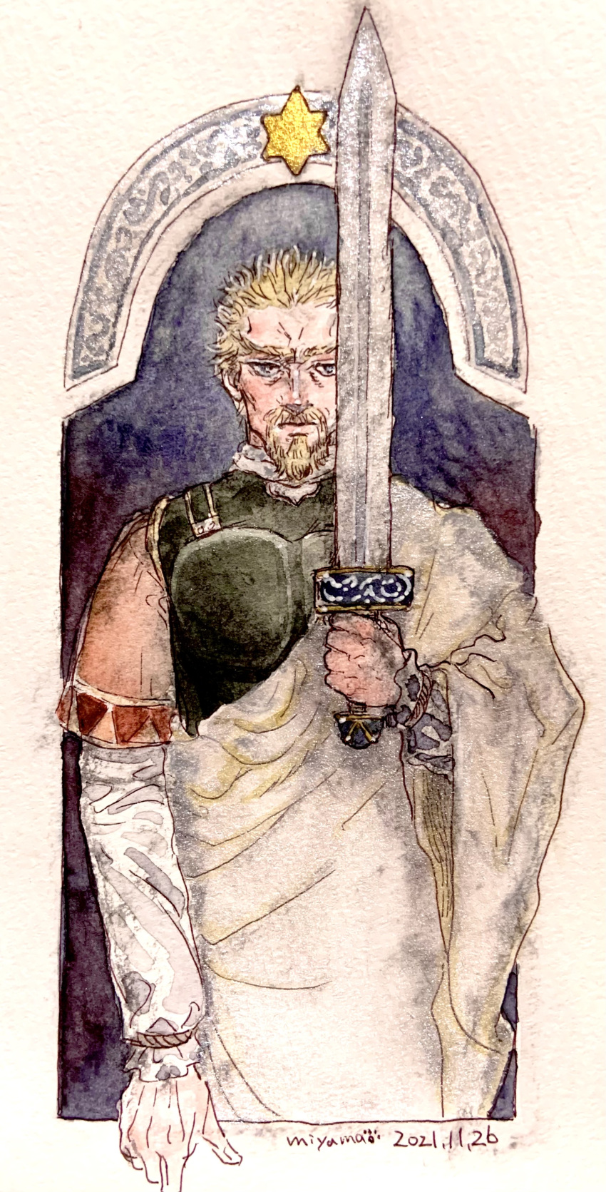 Safebooru - 1boy absurdres armor askeladd blonde hair blue eyes facial ...